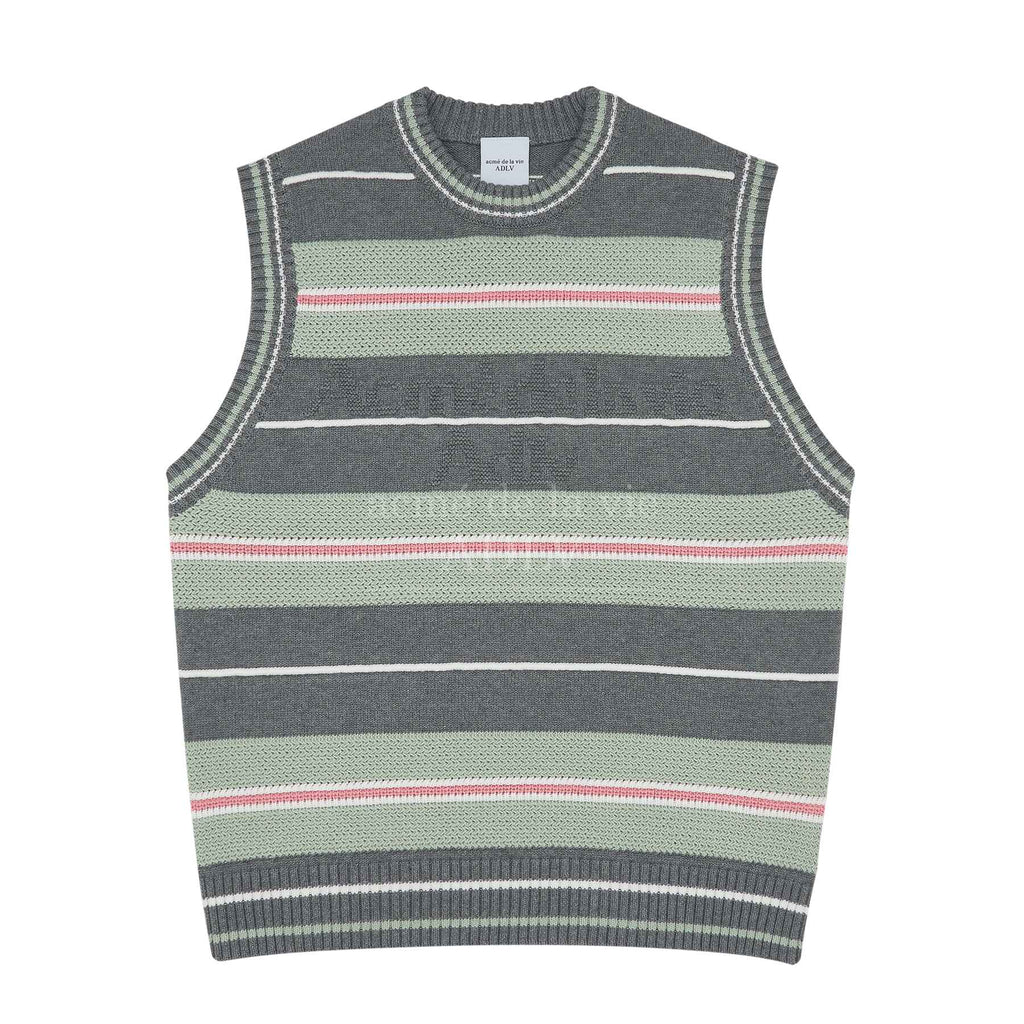 BUY ADLV Knit EMBOSSING LOGO KNITTING KNIT VEST GREY