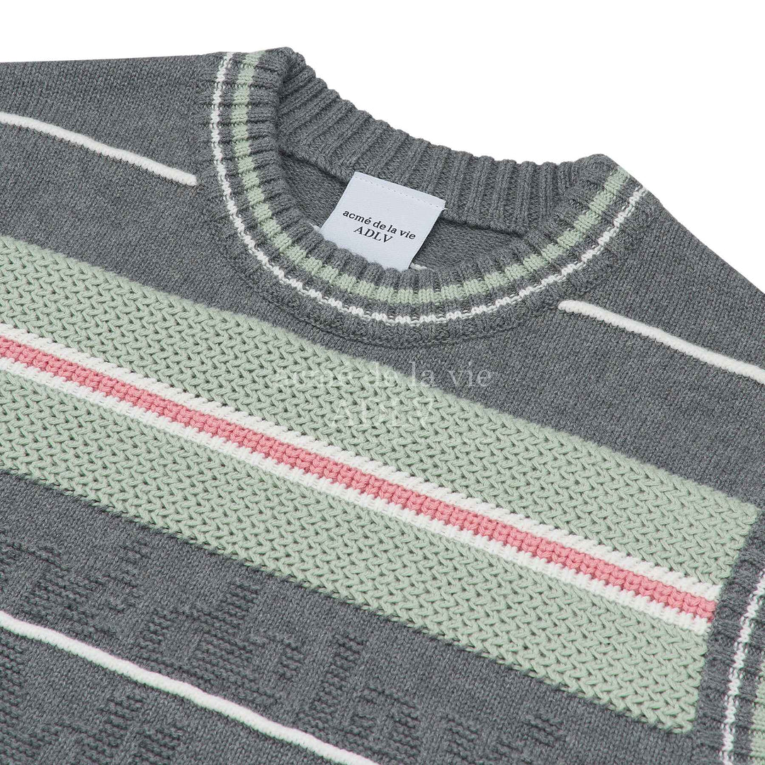 Buy Korean EMBOSSING LOGO KNITTING KNIT VEST GREY