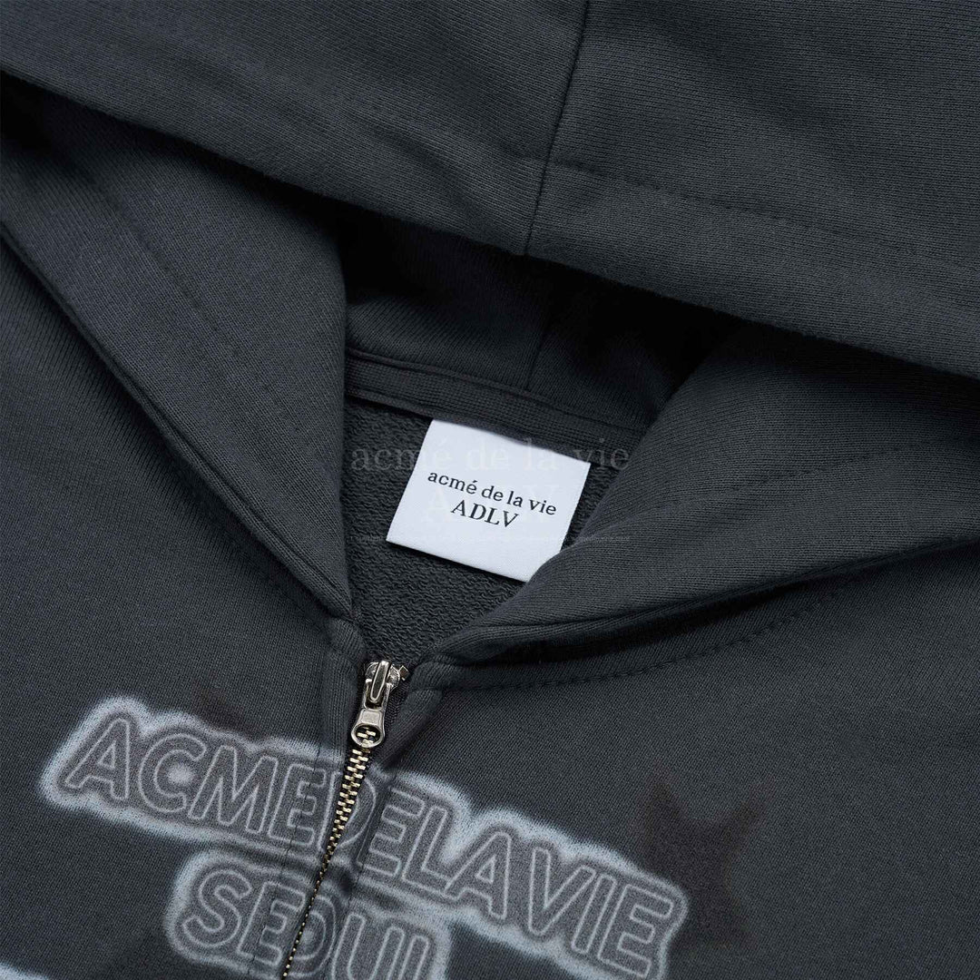 Buy Korean ADLV WORLD TOUR CROP HOODIE ZIP UP CHARCOAL