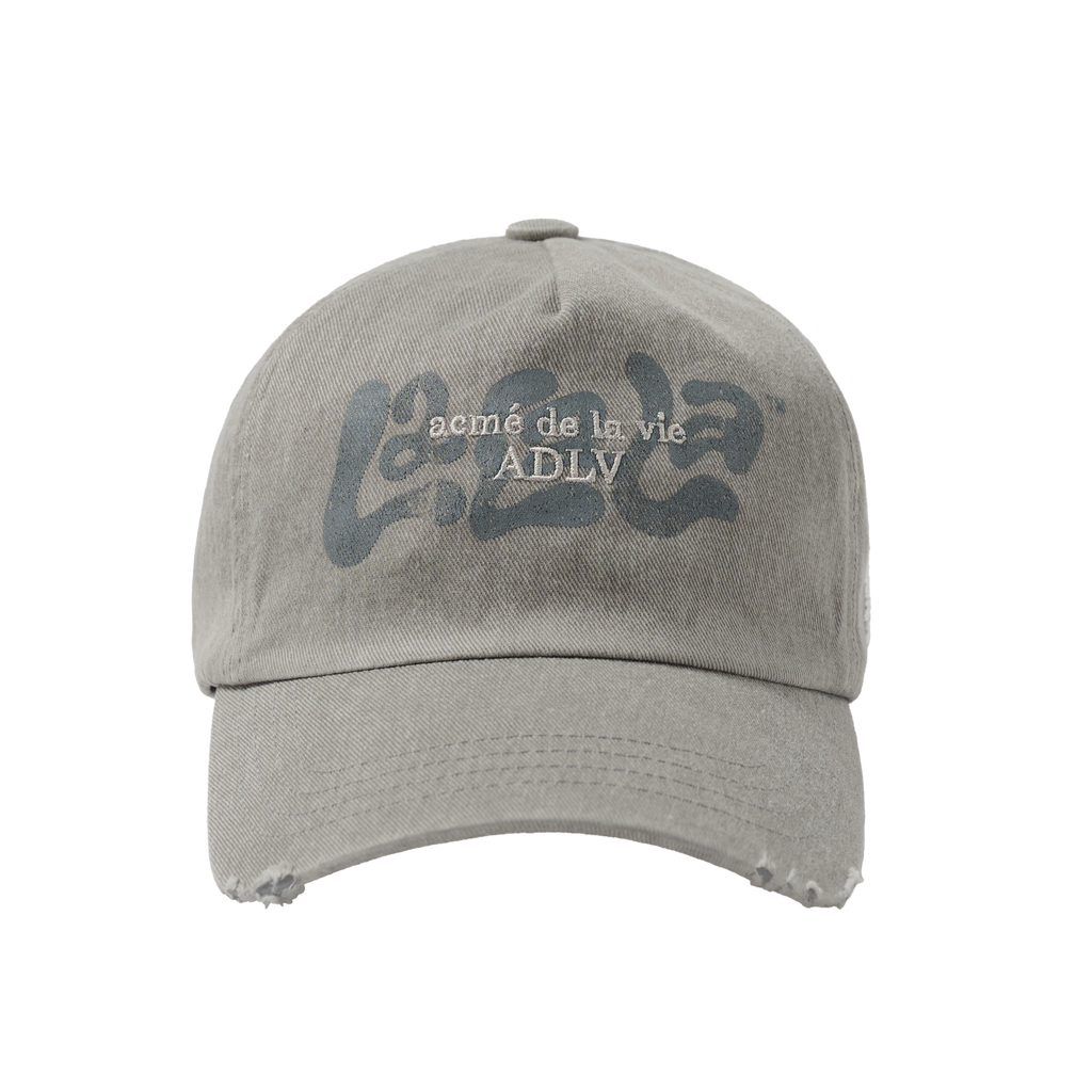BUY ADLV Hat ADLV X LALALA FEST OVERLAY DAMAGE BALL CAP LIGHT GRAY