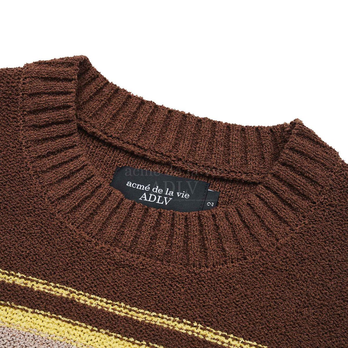 BELI SWEATER ADLV SYMBOL LOGO RIVET STRIPE TERRY KNIT BROWN