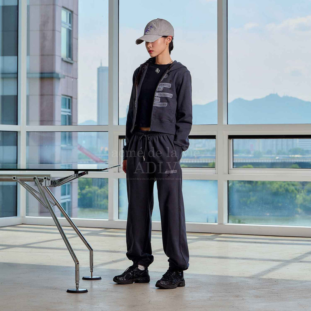 Buy Korean ADLV WORLD TOUR CROP HOODIE ZIP UP DARK PINK