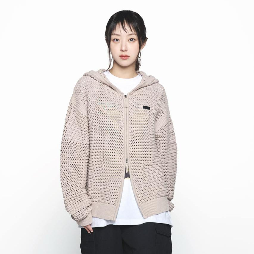 BUY ADLV Hoodie SOLID KNIT HOODIE ZIP UP LIGHT BEIGE