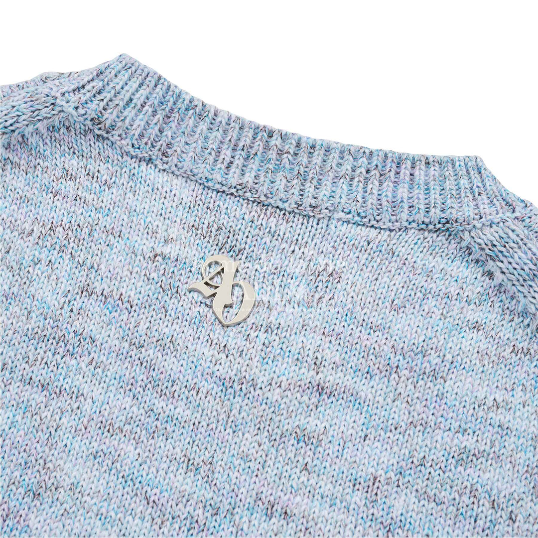 BUY ADLV Knit SYMBOL LOGO MULTI COLOR CROP KNIT VEST BLUE