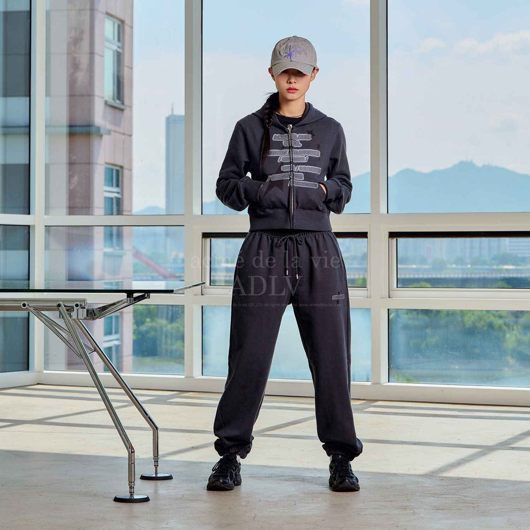 Buy Korean ADLV WORLD TOUR CROP HOODIE ZIP UP DARK PINK